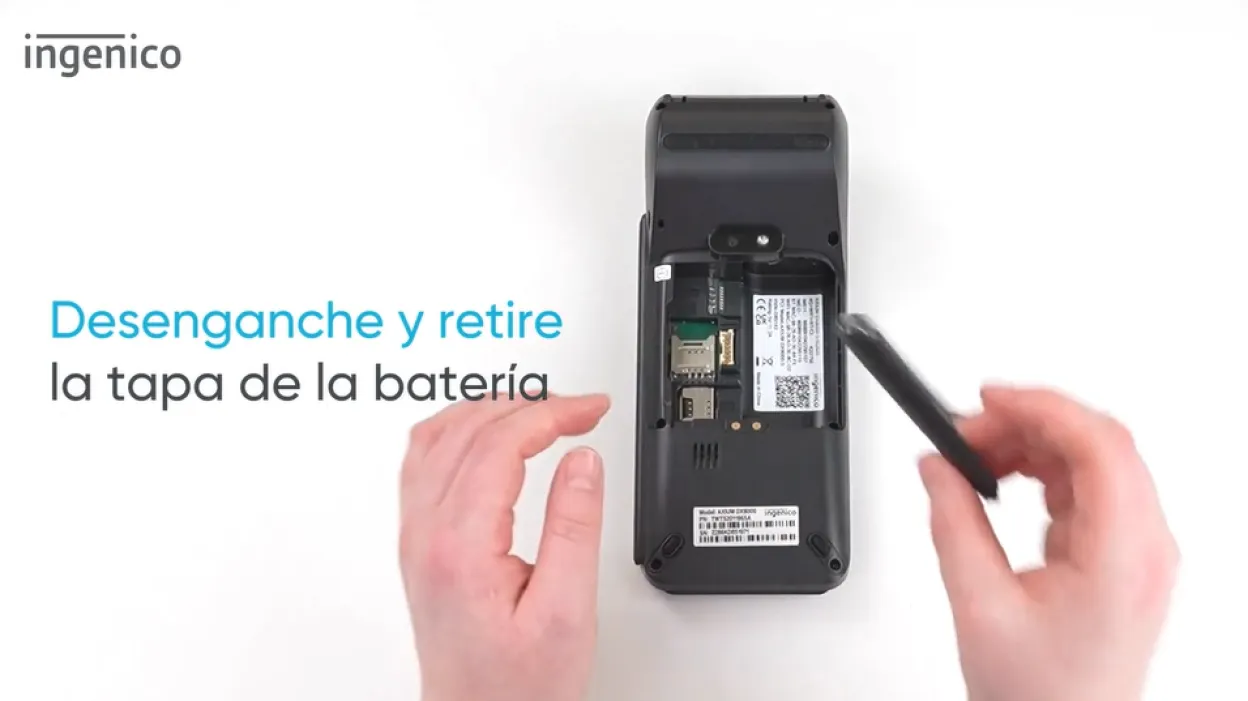 Ingenico | AXIUM DX8000 - Colocar la bateria y la tarjeta SIM